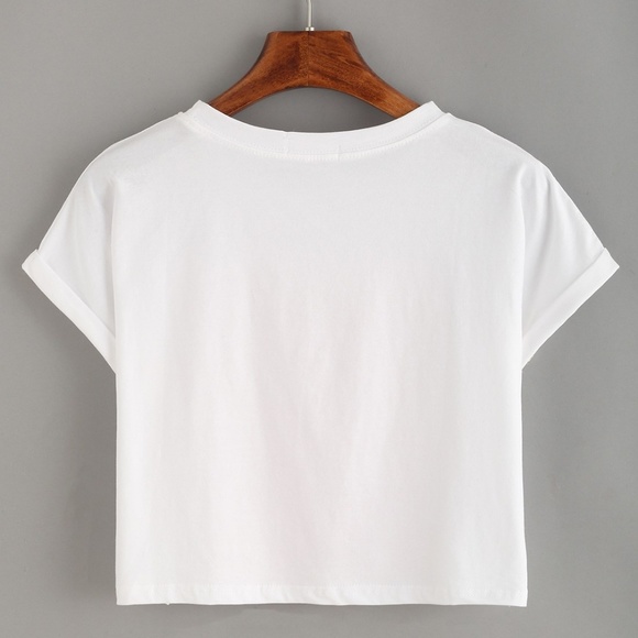 Tops | Cartoon Portrait Print Crop Tshirt | Poshmark